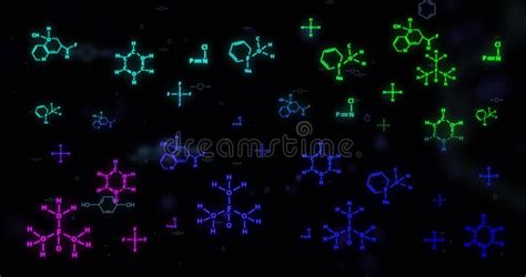 Chemical Structures And Molecular Formulas Image Over Dark Background