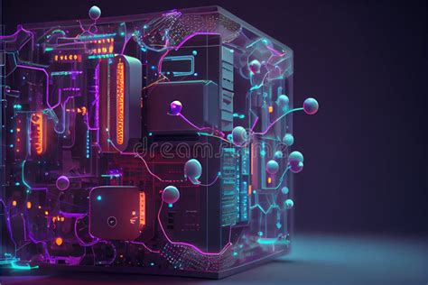 Big Data Network Structure With Artificial Intelligence Software Stock Illustration