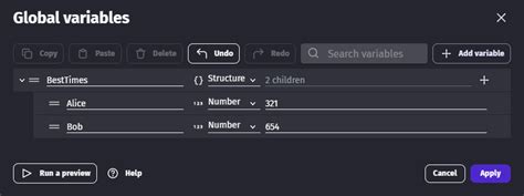 Structure And Array Variables Gdevelop Documentation