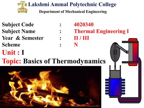 Thermal Engineering I Unit 1 Basics Of Thermodynamics N Scheme