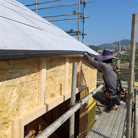 Buildandfix 골조공사 외벽 외단열 웜루프 합판 방수 작업 칠곡 패시브표준주택 현장