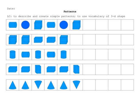 3 D Shape Repeating Patterns Teaching Resources