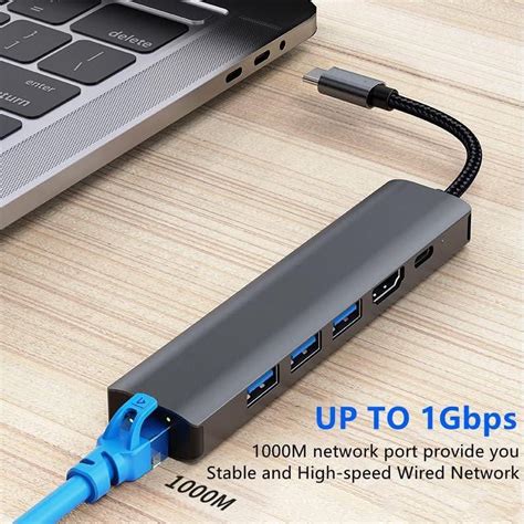 LUOM USB Hub 6 In 1 USB To 1Gbps LAN Network HUB With 4K HDMI 3 USB3 0 100W PD USB Aluminum