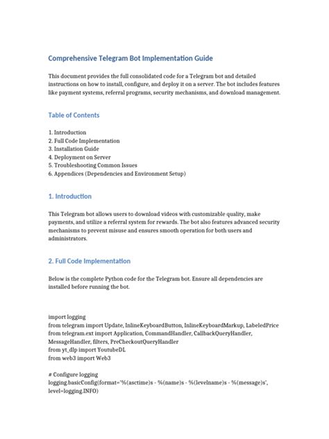 Telegram Bot Implementation Guide Pdf Computer Science Computer Architecture