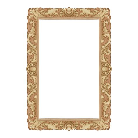 Vintage Rectangle Carving Frame With Floral Ornament Elegant Border In A Classic Baroque Style