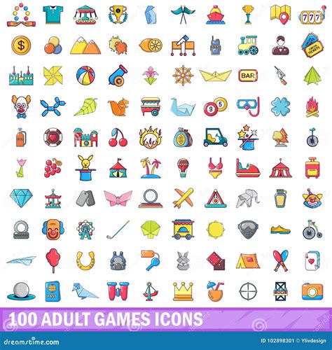 Adult Games Icons Set Cartoon Style Stock Vector Illustration Of Blots Attraction