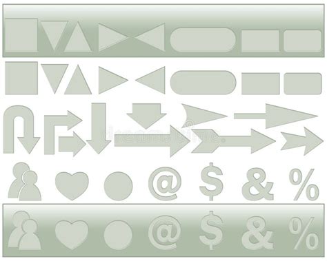 Gray Blank Web Buttons Arrows And Icons Stock Vector Illustration Of Interface Gray 23685692