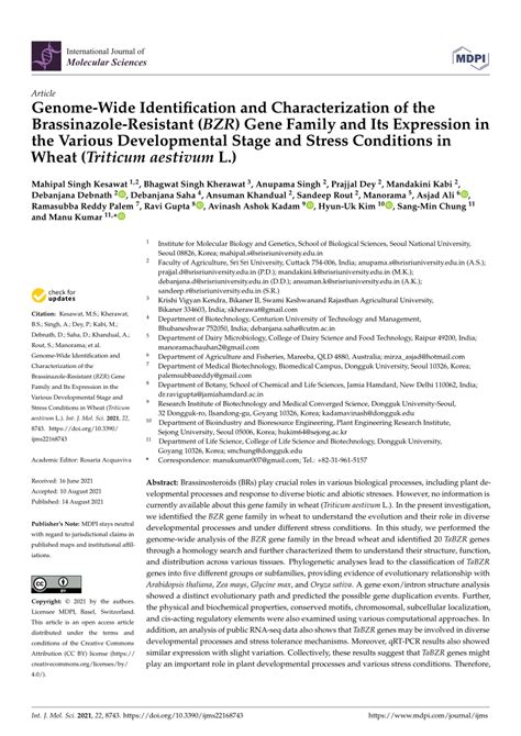Pdf Genome Wide Identification And Characterization Of The