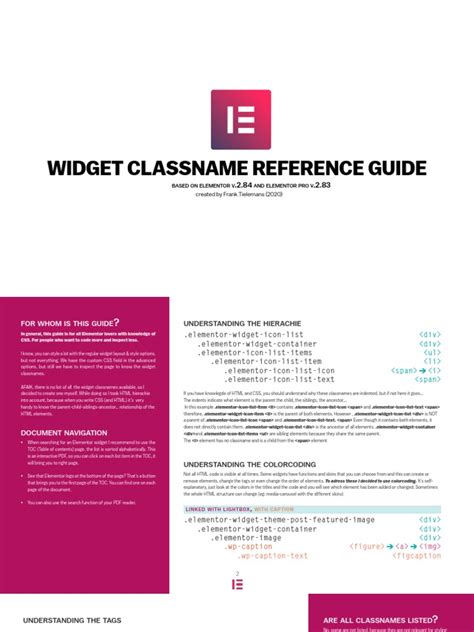Elementor Widgets Classname Reference10 Pdf Html Element Html