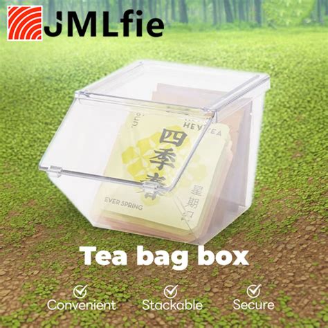 Jmlfie 4 Piece Stackable Plastic Tea Bag Organizer With Cover Plastic