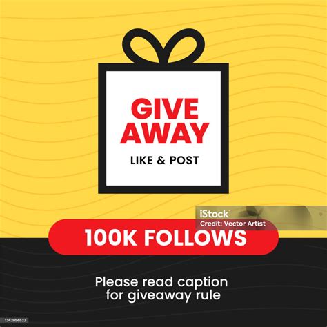 캡션 텍스트가 있는 온라인 소셜 미디어 공모 이벤트 선물 상자 벡터 일러스트레이션이 있는 경품 포스터 템플릿 증정품에 대한 스톡