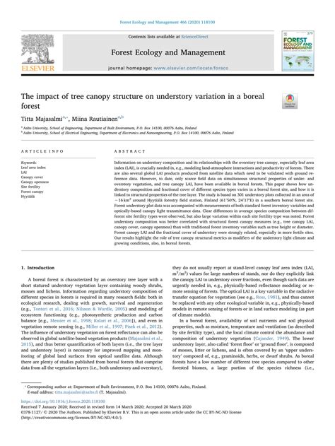 Pdf The Impact Of Tree Canopy Structure On Understory Variation In A