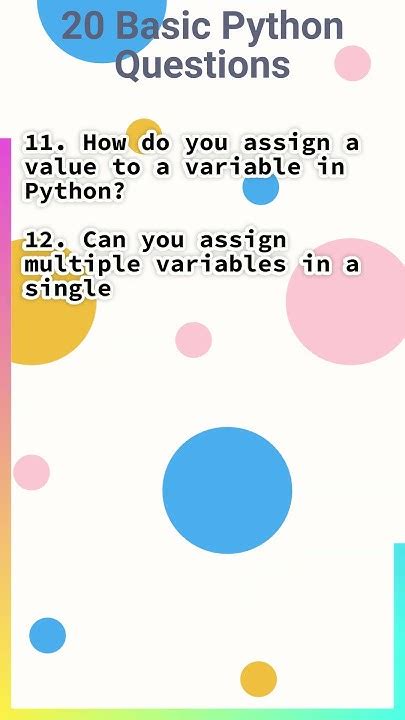 20 Essential Basic Python Questions Youtube