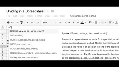 How To Divide Two Cells In Google Docs Spreadsheets YouTube