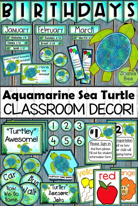 Sea Turtle Theme Classroom Decor Bundle Aquamarine Turtle Classroom Classroom Decor Turtle