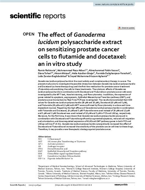 Pdf The Effect Of Ganoderma Lucidum Polysaccharide Extract On Sensitizing Prostate Cancer