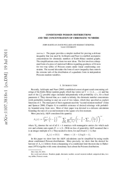 Pdf Conditioned Poisson Distributions And The Concentration Of