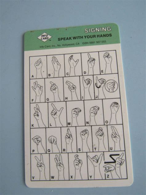 Vintage Sign Language Reference Card Speak With Your Hands Free Vintage Sign Language Reference Card Speak With Your Hands Free