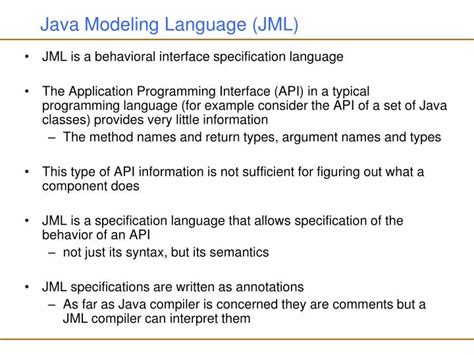 Ppt Java Modeling Language Jml Powerpoint Presentation Free