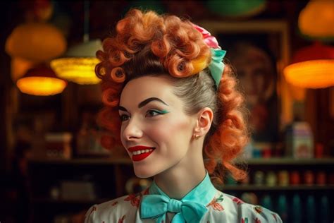 Cute Retro Lady Smiling Generate Ai