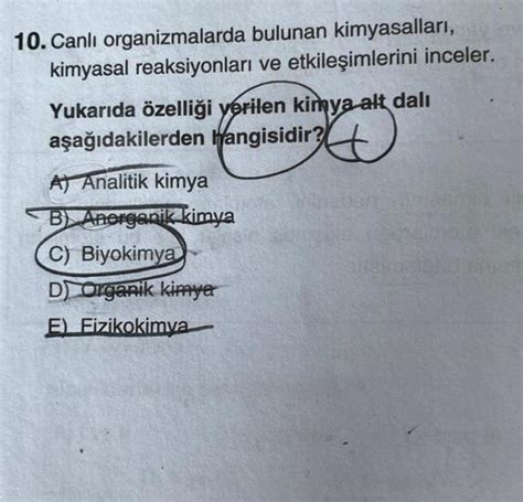 10 Canlı Organizmalarda Bulunan Kimyasalları Kimyasal Reaksiyonları