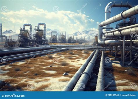 Large Oil Pipeline And Gas Pipeline In The Process Of Oil Refining And