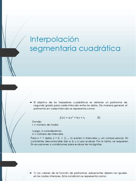 Interpolación Segmentaria Cuadrática Pdf Ecuaciones Derivado