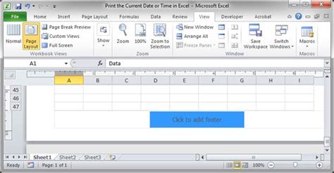 Print The Current Date Or Time In Excel