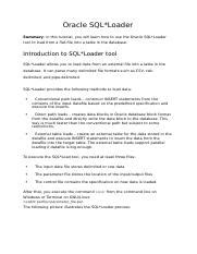 Oracle SQL Loader Docx Oracle SQL Loader Summary In This Tutorial You Will Learn How To Use
