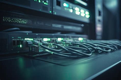 Network Cables Connected Into Switches Generative Ai Stock Illustration Illustration Of