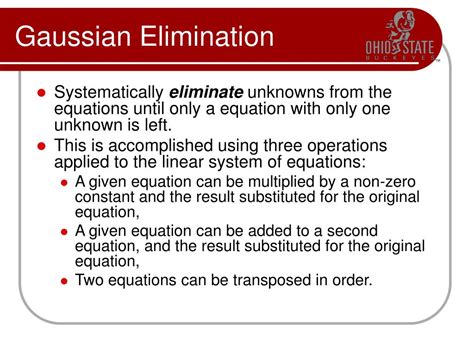 Ppt Linear Systems Gaussian Elimination Powerpoint Presentation Free