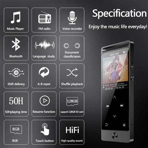 BENJIE S8 Metal Alloy Bluetooth MP3 Player 8GB FM Radio HiFi Music ...