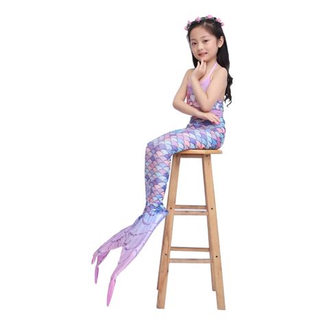 Комплект от 5 части бански костюм русалка Thk включва горнище слипове опашка на русалка