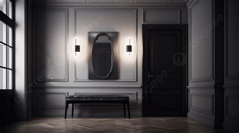 어두운 목재 콘솔과 회색 가죽 스툴 모형을 표시하는 3d 렌더링된 내부 장면 복도 앞문 창 디자인 오래된 창 배경 일러스트 및 사진 무료 다운로드 Pngtree