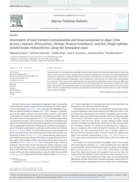 Pdf Assessment Of Trace Element Contamination And Bioaccumulation In