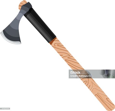 흰색 바탕에 도끼의 색 이미지 골 판지 스타일에서 도끼의 벡터 그림 나무에 작업 하기 위한 도구입니다 목수의 기호 도끼 강철에 대한 스톡 벡터 아트 및 기타 이미지 Istock