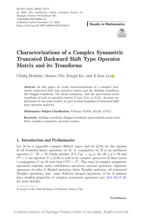 Characterizations Of A Complex Symmetric Truncated Backward Shift Type