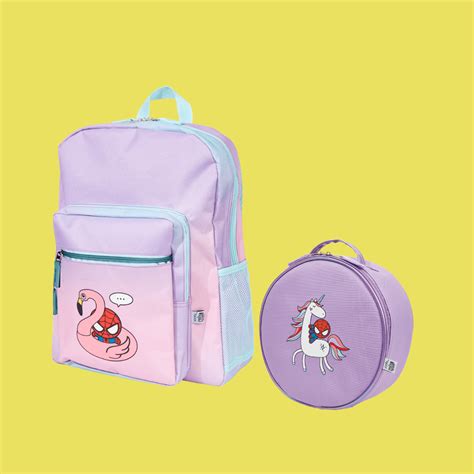 Yoobi X Marvel Floaty Spider Man Backpack And Unicorn Round Lunch Bag Se