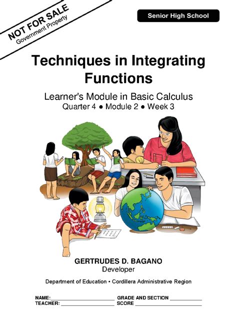 Basic Calculus Q4 Week3 Techniques In Integrating Functions Learners Module In Basic Calculus