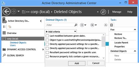 使用 Active Directory 管理中心的高级 Ad Ds 管理（级别 200） Microsoft Learn