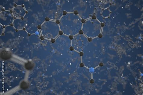 Molecule Of Amitriptyline Molecular Model Science Related 3d Rendering Stock Illustration