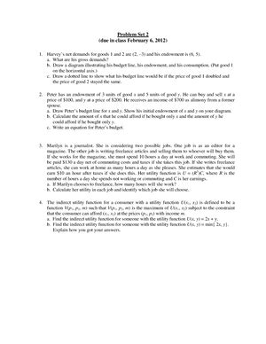 Problem Set Answer Key Problem Set Due In Class February Ymir Larson Farms Near