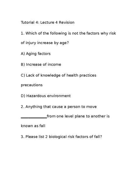 Tutorial 4 Blank Lecture Notes Tutorial 4 Lecture 4 Revision Which