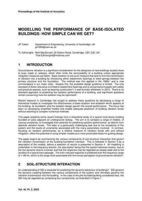 PDF Modelling The Performance Of Base Isolated Buildings How Simple Can We Get