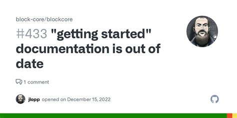 Getting Started Documentation Is Out Of Date Issue Block