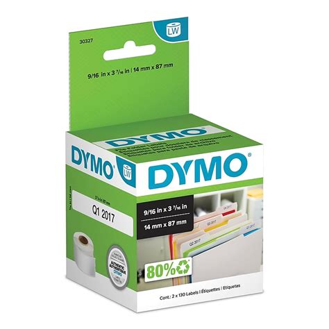 Dymo Labelwriter 30327 File Folder Labels 3 716 X 916 Black On