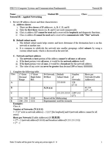 Tutorial 6 B Pdf Ip Address Computer Network