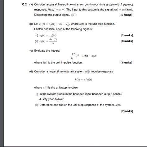 Solved Q2 A Consider A Causal Linear Time Invariant