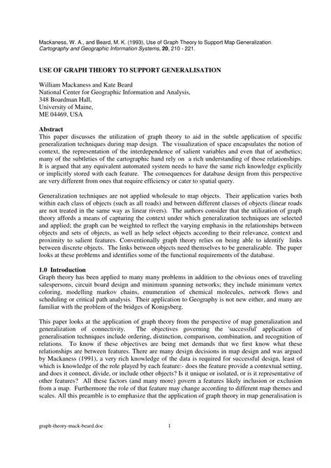 PDF Use Of Graph Theory To Support Map Generalization