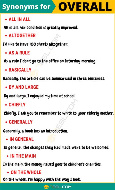 99 Synonyms For Overall With Examples Another Word For “overall